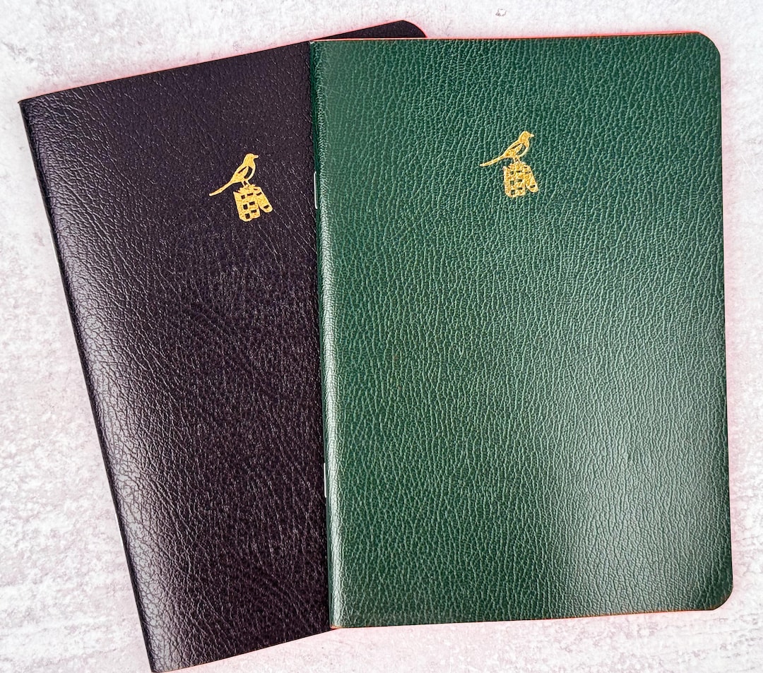 Bieffe Italian Leather Notebook With Gold Foil Bird - Etsy