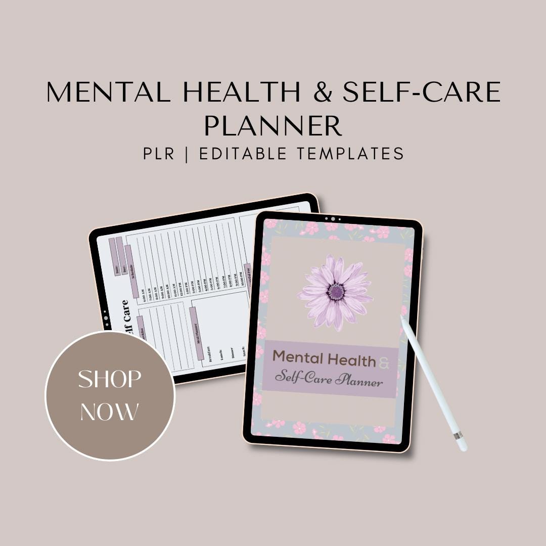 Editable Mental Health & Self-care Planner | Wellness Journal With PLR ...