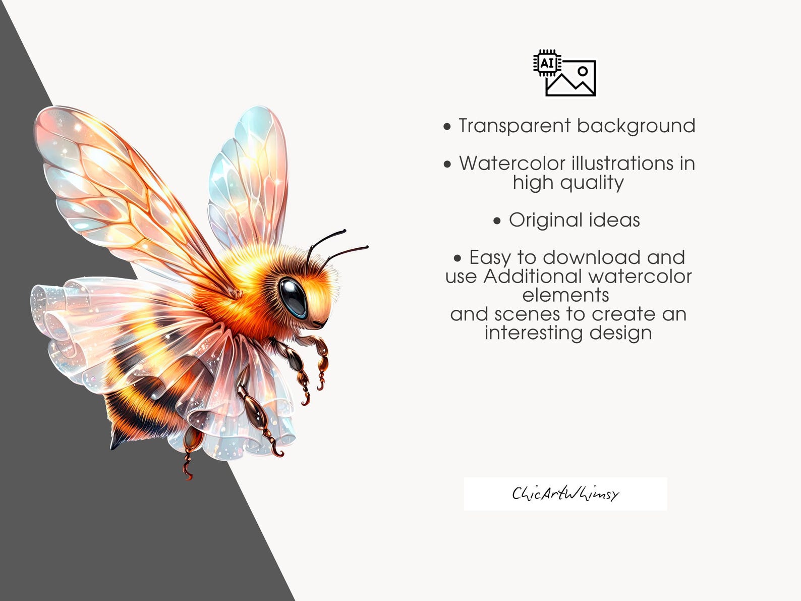 Watercolor Ballerina Bee Clipart 10 PNG, Cute Sweet Little Bee, Bee in ...