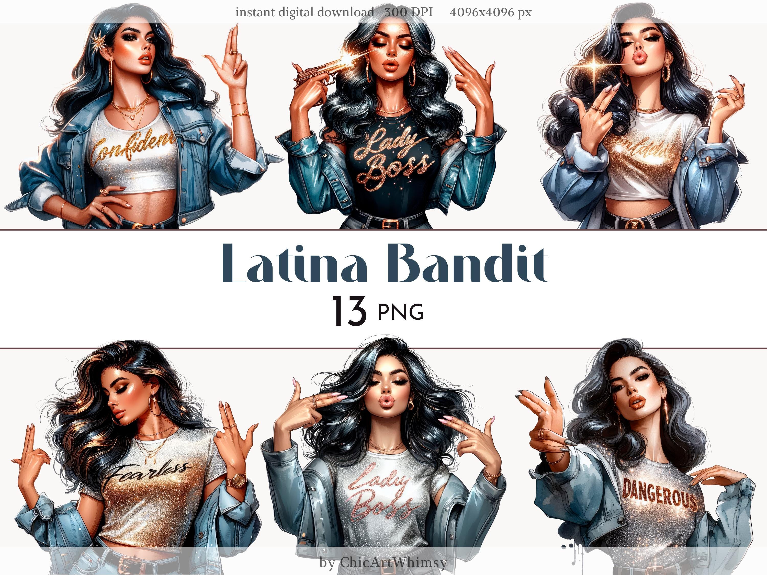 Latina Bandit Clipart 13 PNG, Fashion Chicana Girl, Printable T-shirt ...