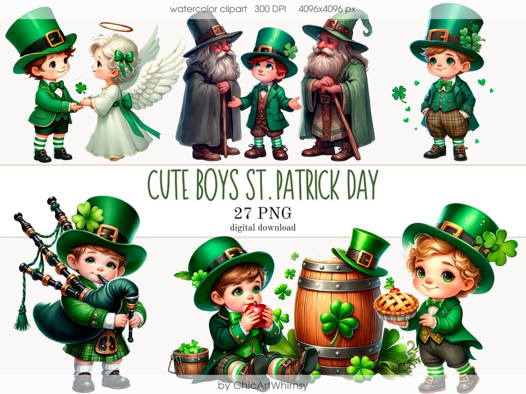 Cute Little Boys St Patrick Day Clipart, Saint Patrick's Day Art ...