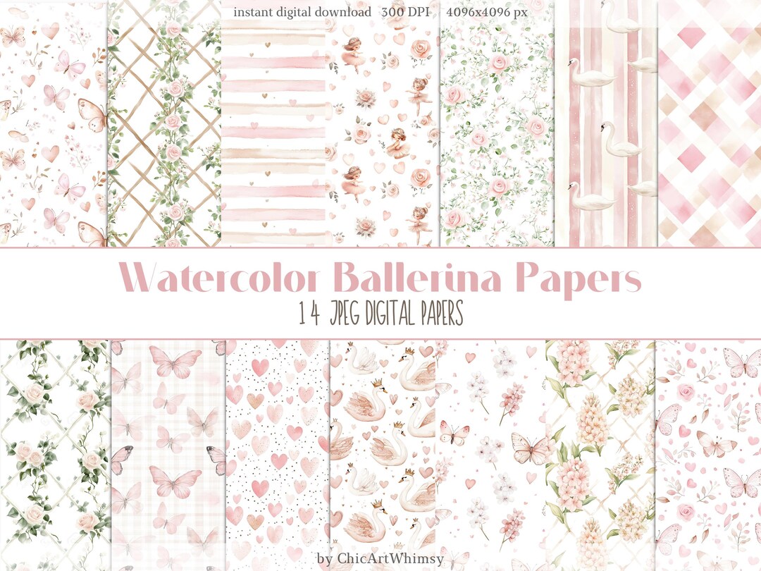 14 JPEG Seamless Pattern, Ballet Digital Papers, Ballet Scrapbook ...