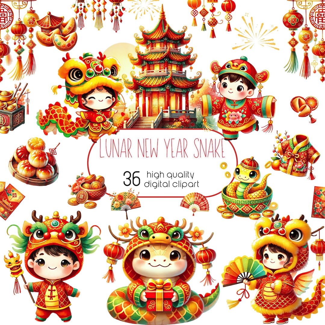 Watercolor Lunar New Year Snake Clipart, Chinese New Year, Snake ...