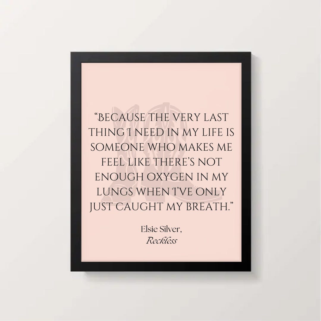 Reckless, Elsie Silver, Book Quote Poster, Book Quote, Digital Wall Art ...