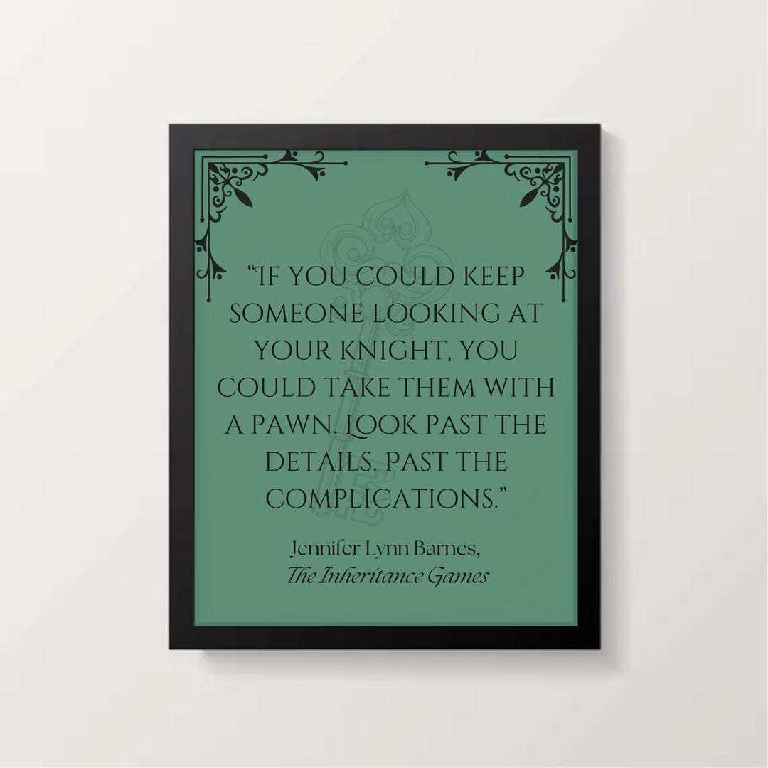 The Inheritance Games, Jennifer Lynn Barnes, Book Quote Poster, Book ...