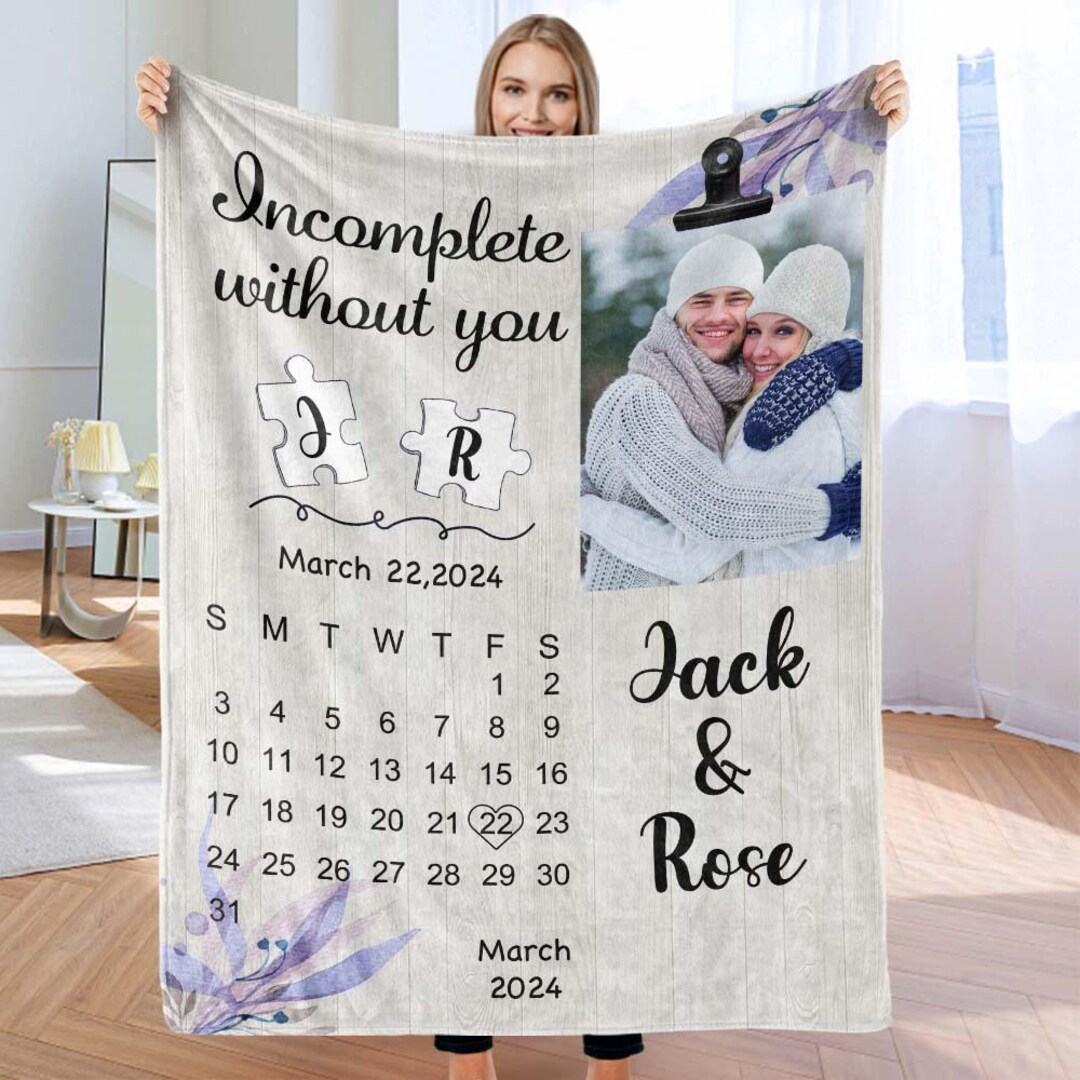 Custom Calendar Photo Blanket Personalized Name & Photo Gift Perfect ...