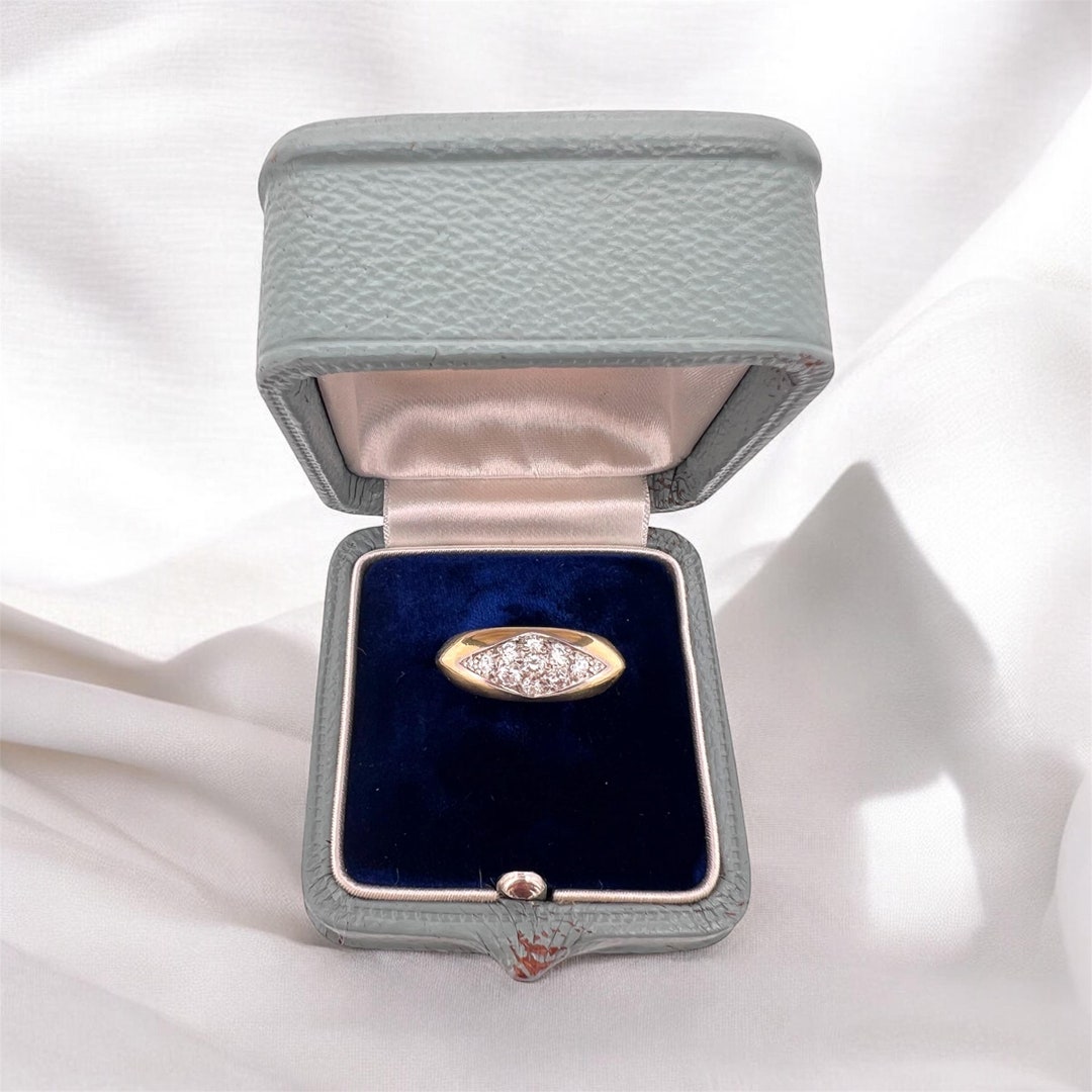 OJ Perrin, Vintage Bangle Ring, 18k Gold and Platinum, Dome Ring ...