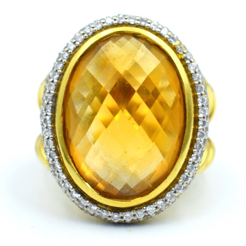 Ring David Yurman - Citrine and Diamonds Ring, 18k Gold Cocktail Ring ...