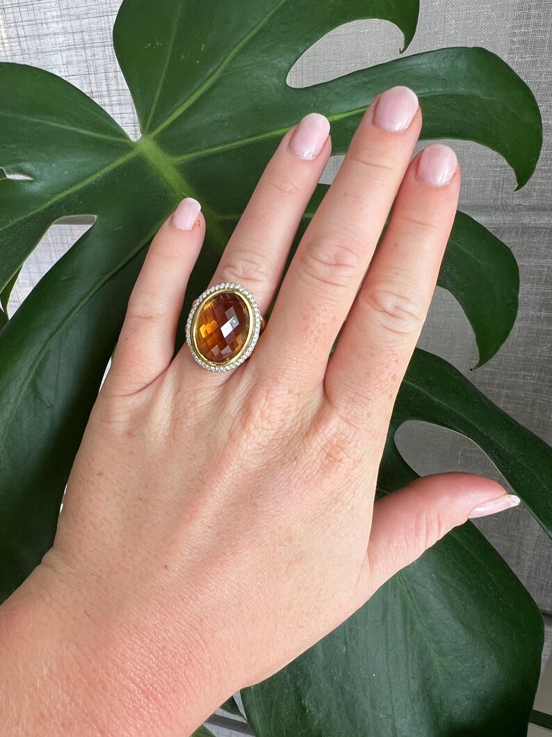 Ring David Yurman - Citrine and Diamonds Ring, 18k Gold Cocktail Ring ...