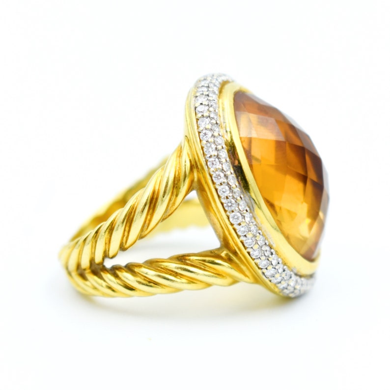 Ring David Yurman - Citrine and Diamonds Ring, 18k Gold Cocktail Ring ...