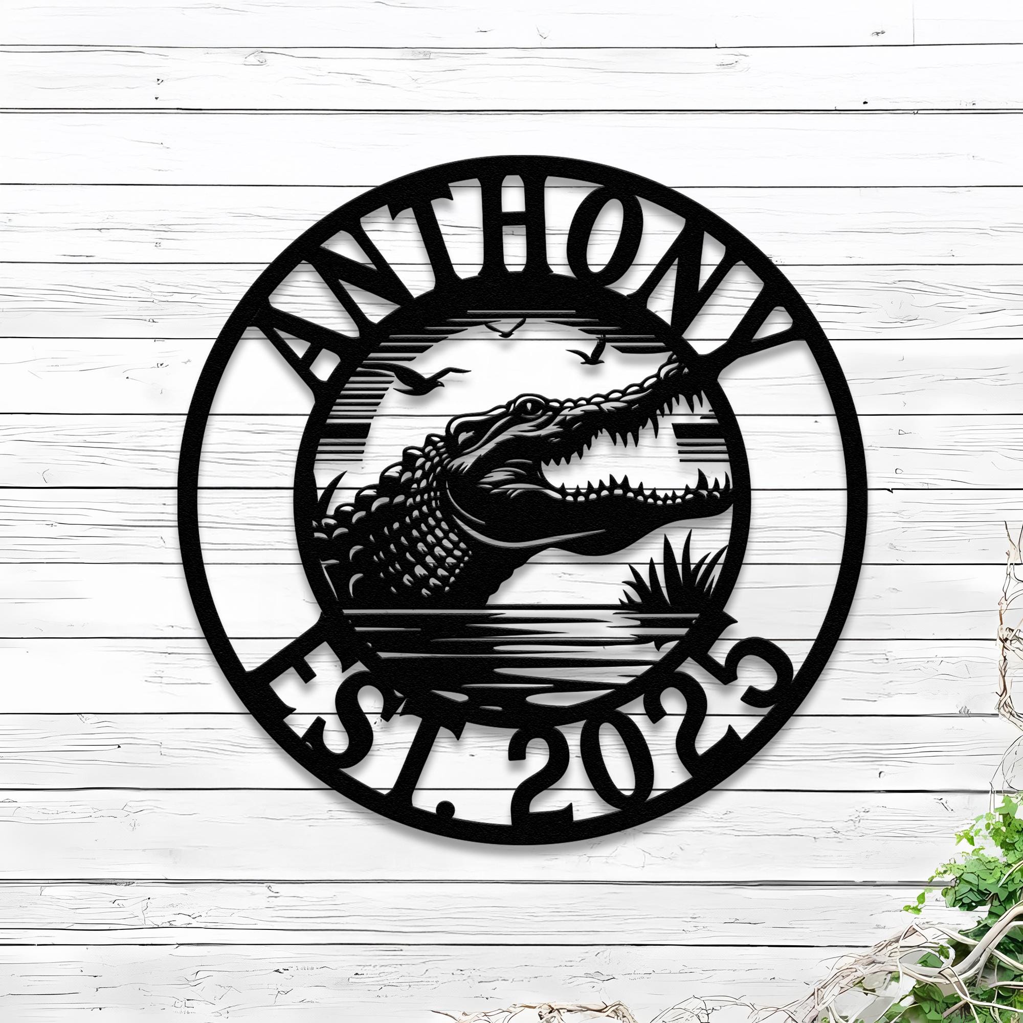 Custom Crocodile Metal Sign Led Lights, Metal Alligator Sign ...