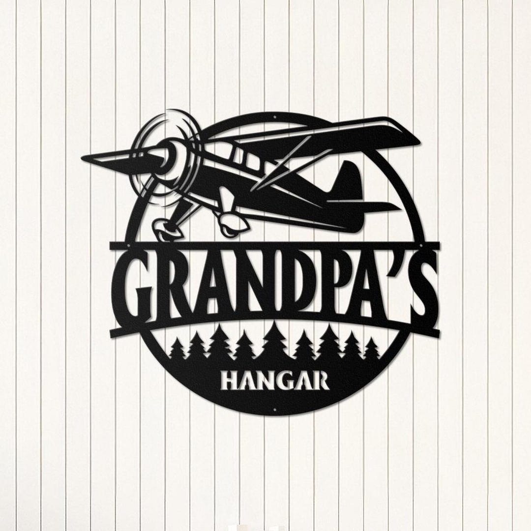Airplane Hangar Metal Sign, Personalized Pilot Sign, Custom Aviation ...