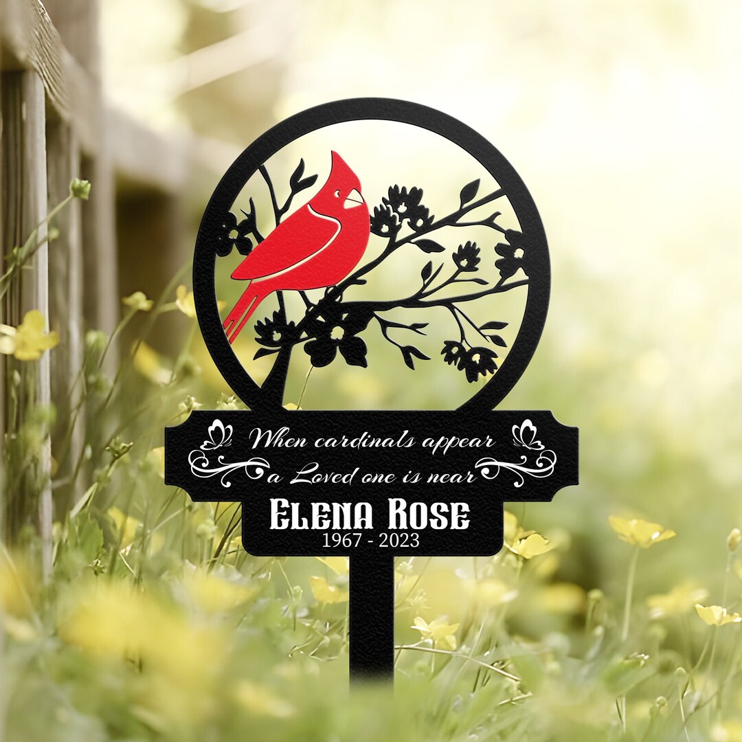 Personalized Memorial Stake Metal, Cardinal Garden Stakes, Cardinals ...