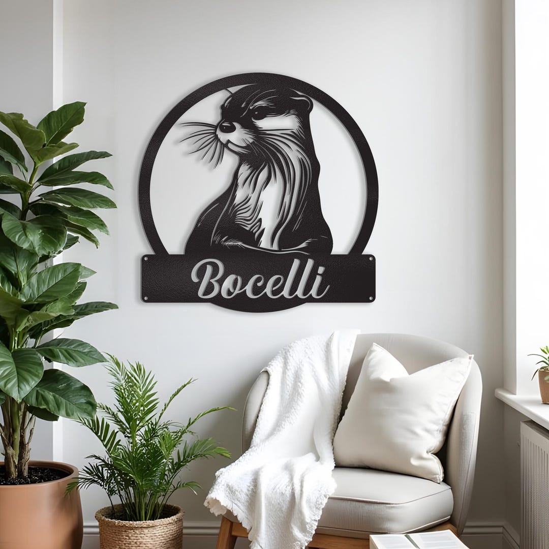 Otter Metal Wall Sign | Custom Animal Decor With Name | Rustic Cabin ...