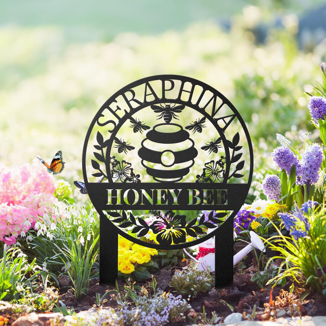Personalized Honey Bee Metal Sign, Custom Bee Hive Wall Art Decor ...