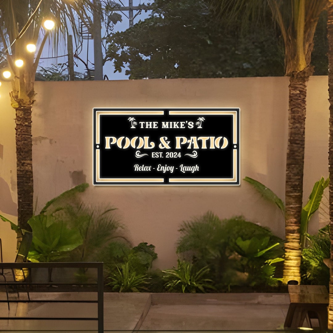 Personalized Pool & Patio Sign, Welcome to Our Patio, Custom Rectangle ...