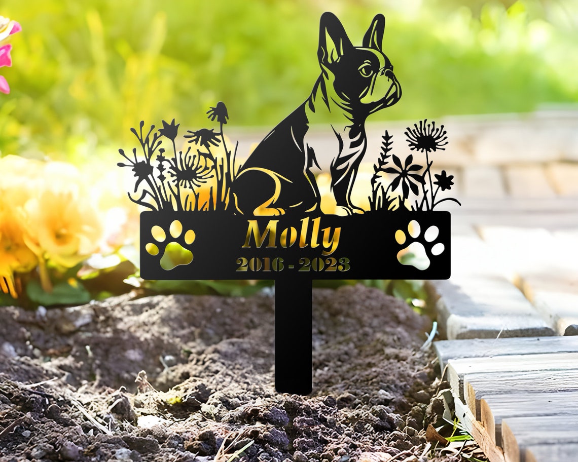 Custom Dog Memorial Stake, Dog Grave Marker, All Dog Breed Metal Stake ...