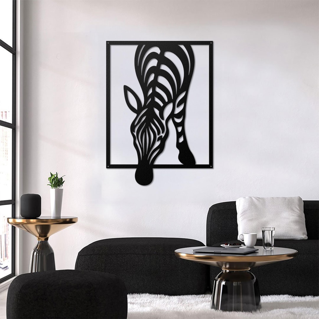Zebra Metal Wall Art – Modern Animal Silhouette Wall Decor, Minimalist ...