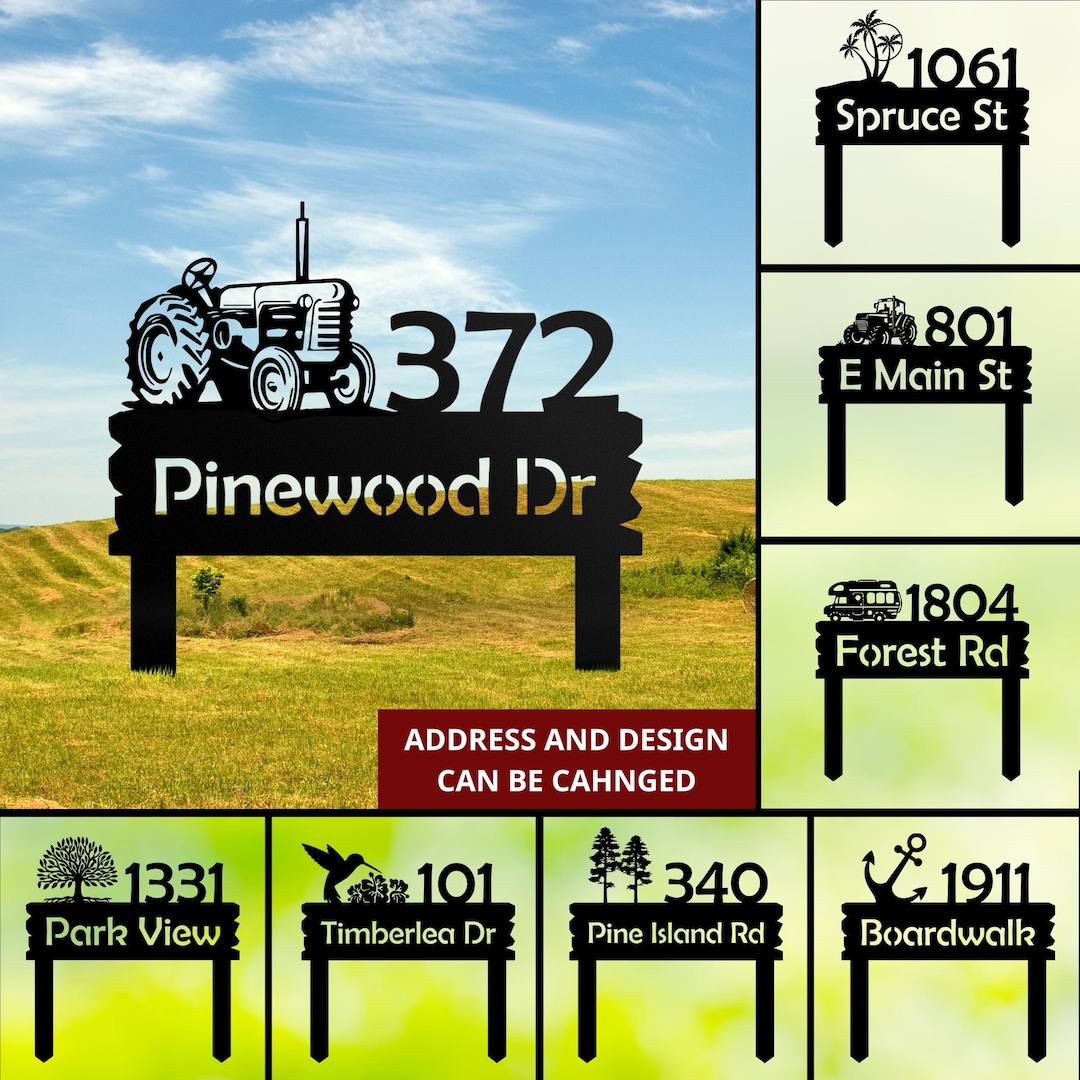 Custom Metal Address Yard Sign With House Number, Personalized Lawn ...