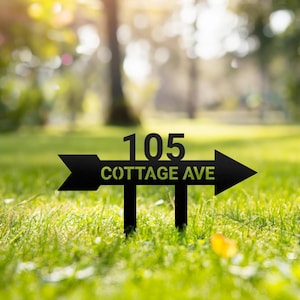 Personalized Address Arrow Metal Yard Sign, Custom Arrow House Number ...