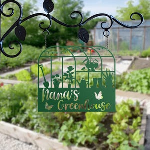 Custom Metal Greenhouse Sign, Personalized Hanging Garden Sign ...