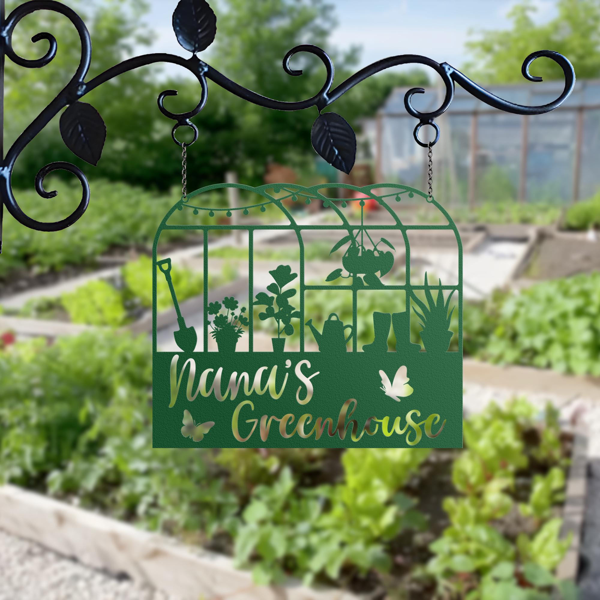 Custom Metal Greenhouse Sign, Personalized Hanging Garden Sign ...