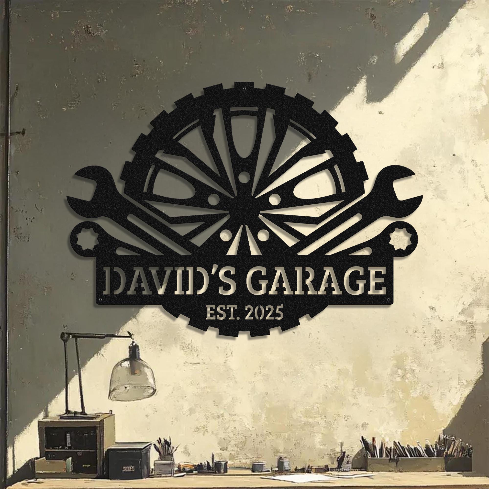 Mechanic Garage Metal Sign – Custom Name Workshop Wall Art With ...