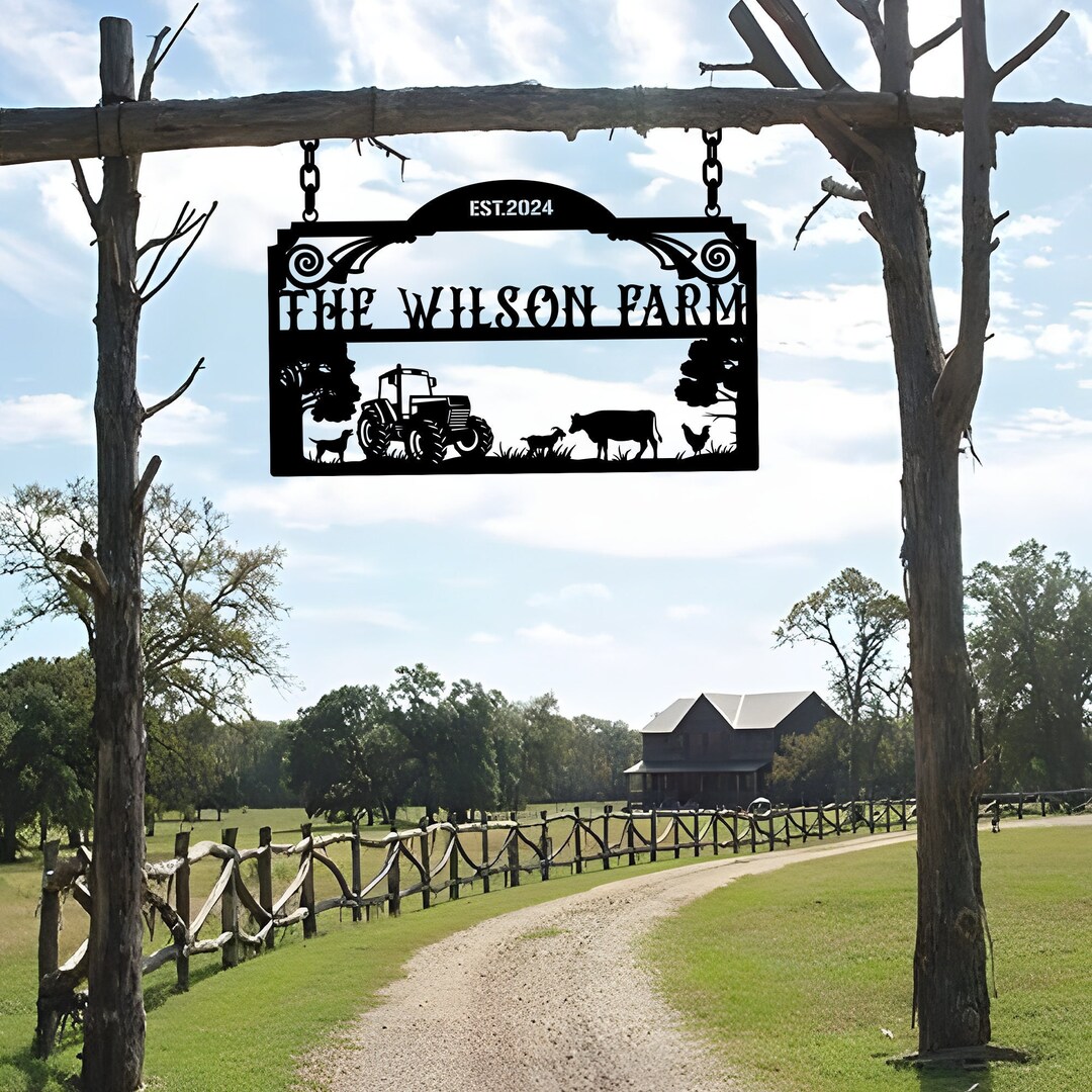Personalized Metal Farm Sign, Custom Metal Farm Name Sign, Large Metal ...