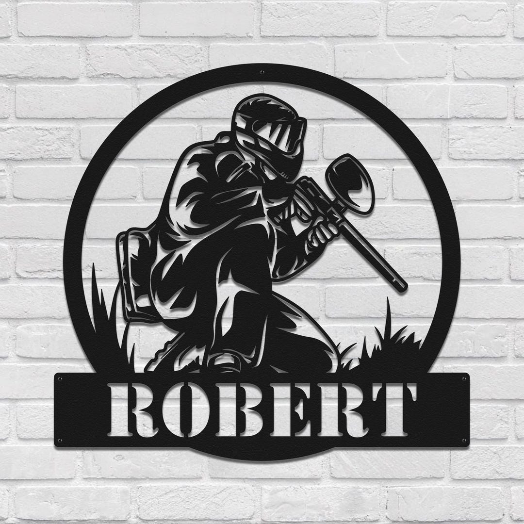 Paintball Player Metal Wall Art – Custom Name Sign, Personalized Sports ...