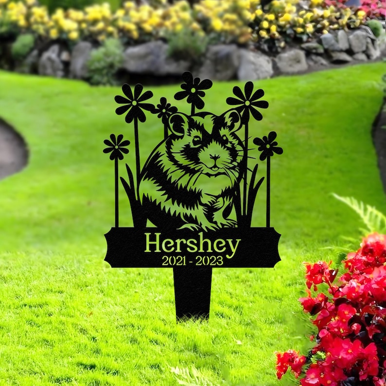 Personalized Hamster Memorial Stake, Hamster Grave Marker With Flowers ...