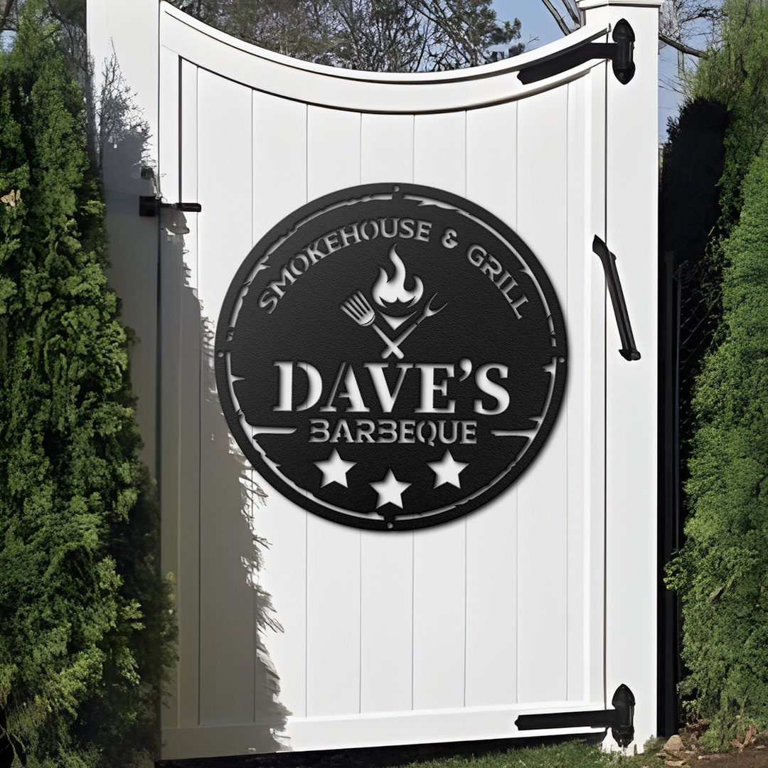 Custom Metal Barbecue Wall Sign, Personalized Grill Sign, Barbecue Sign ...