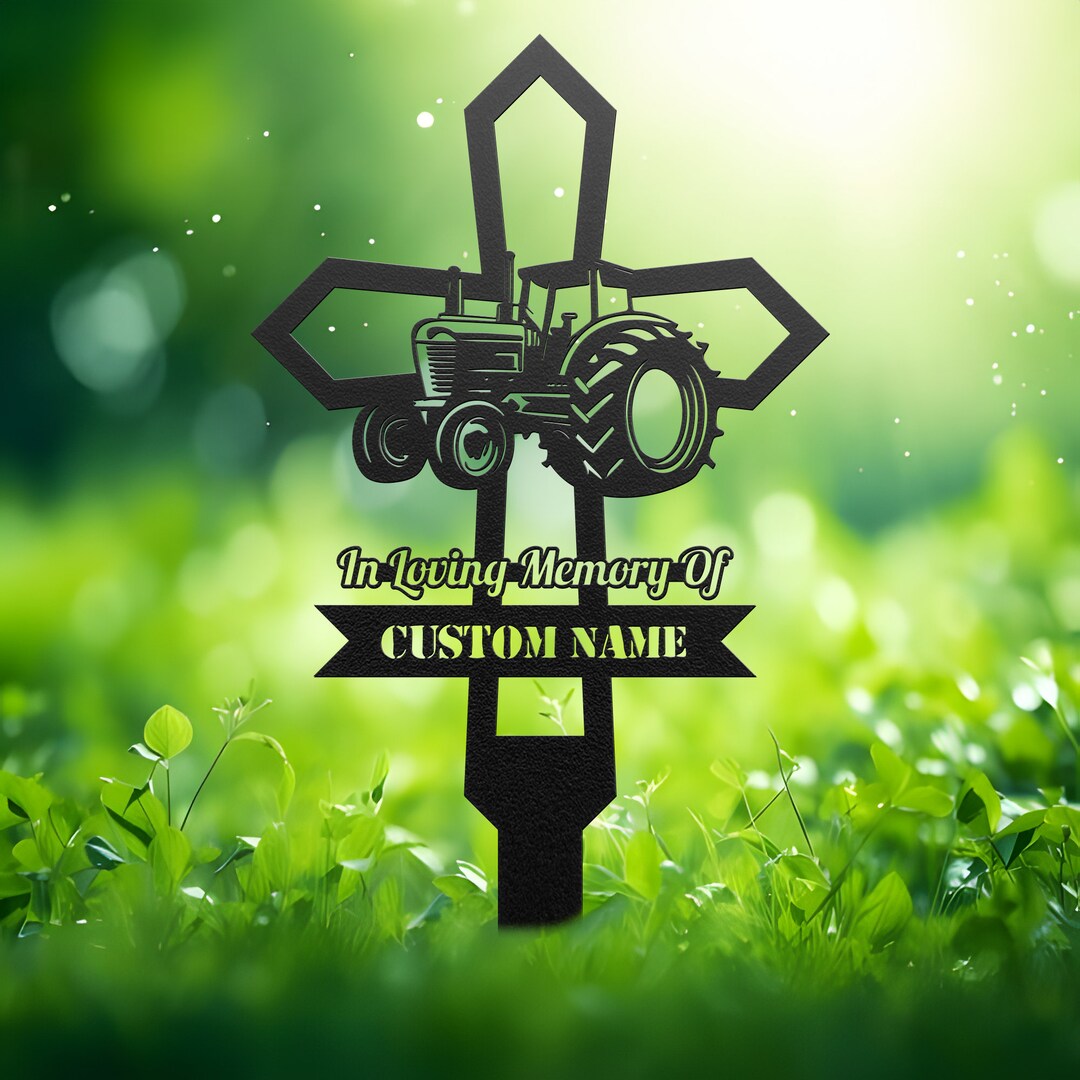 Custom Farming Fields Memorial Metal Stake, Farmer Memorial Sign, Grave ...