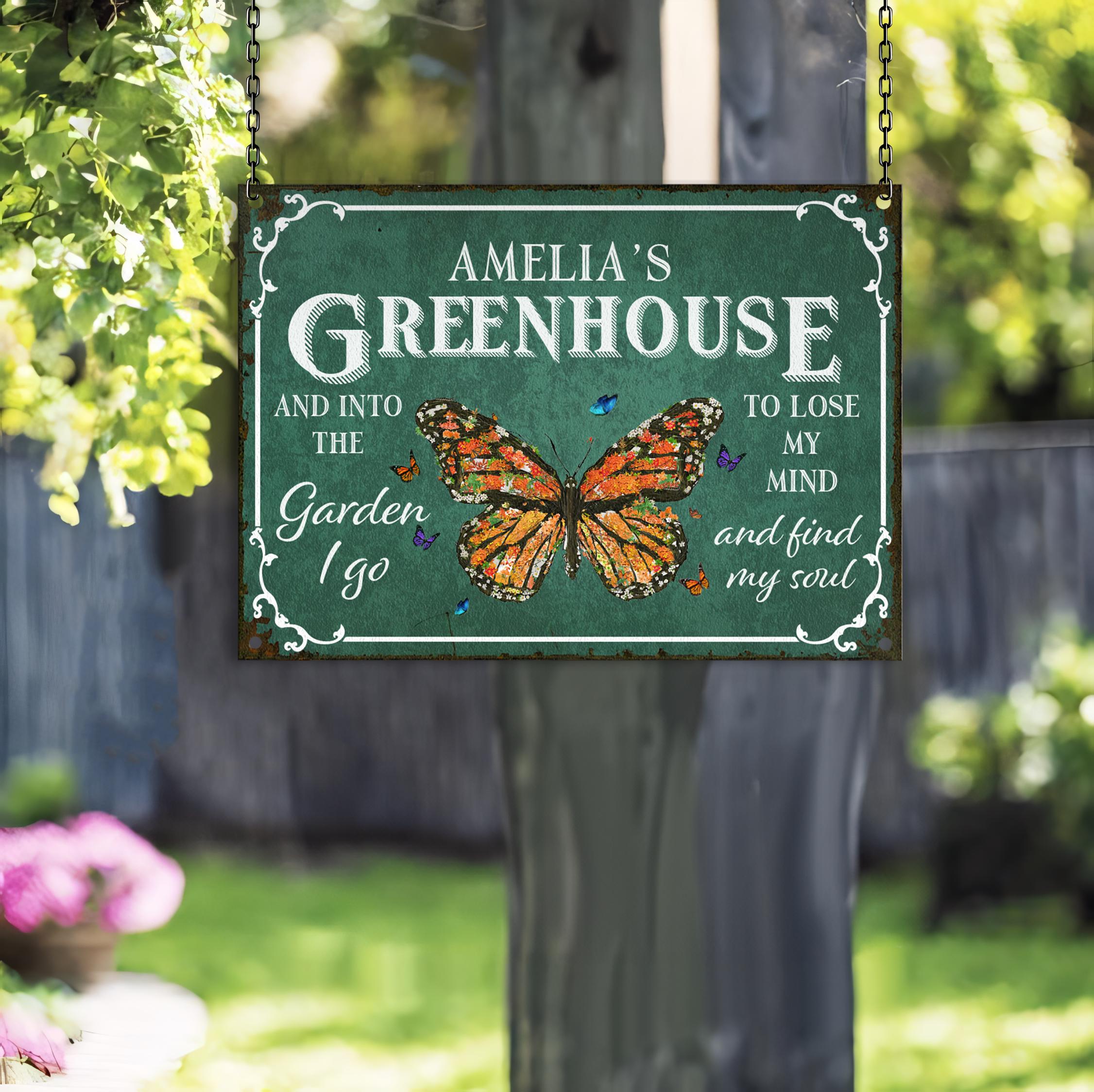 Custom Metal Greenhouse Sign, Personalized Hanging Garden Sign ...