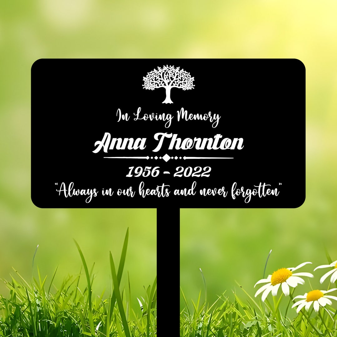 Personalized Memorial Plaque Stake, Custom Metal Grave Marker, Garden ...
