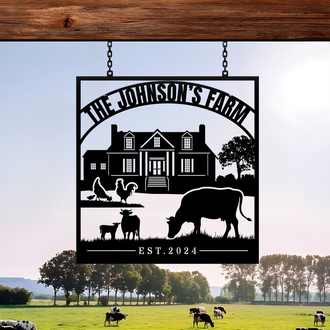 Custom Metal Farm Sign Name Sign, Personalized Ranch Metal Sign, Large ...