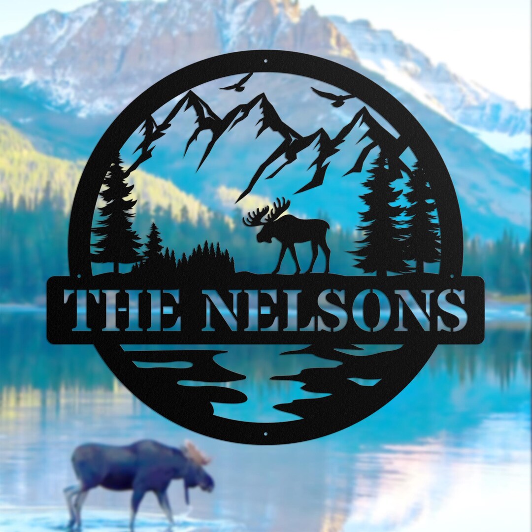 Personalized Metal Moose Sign, Lakehouse Cabin Decor, Moose Wall Art ...