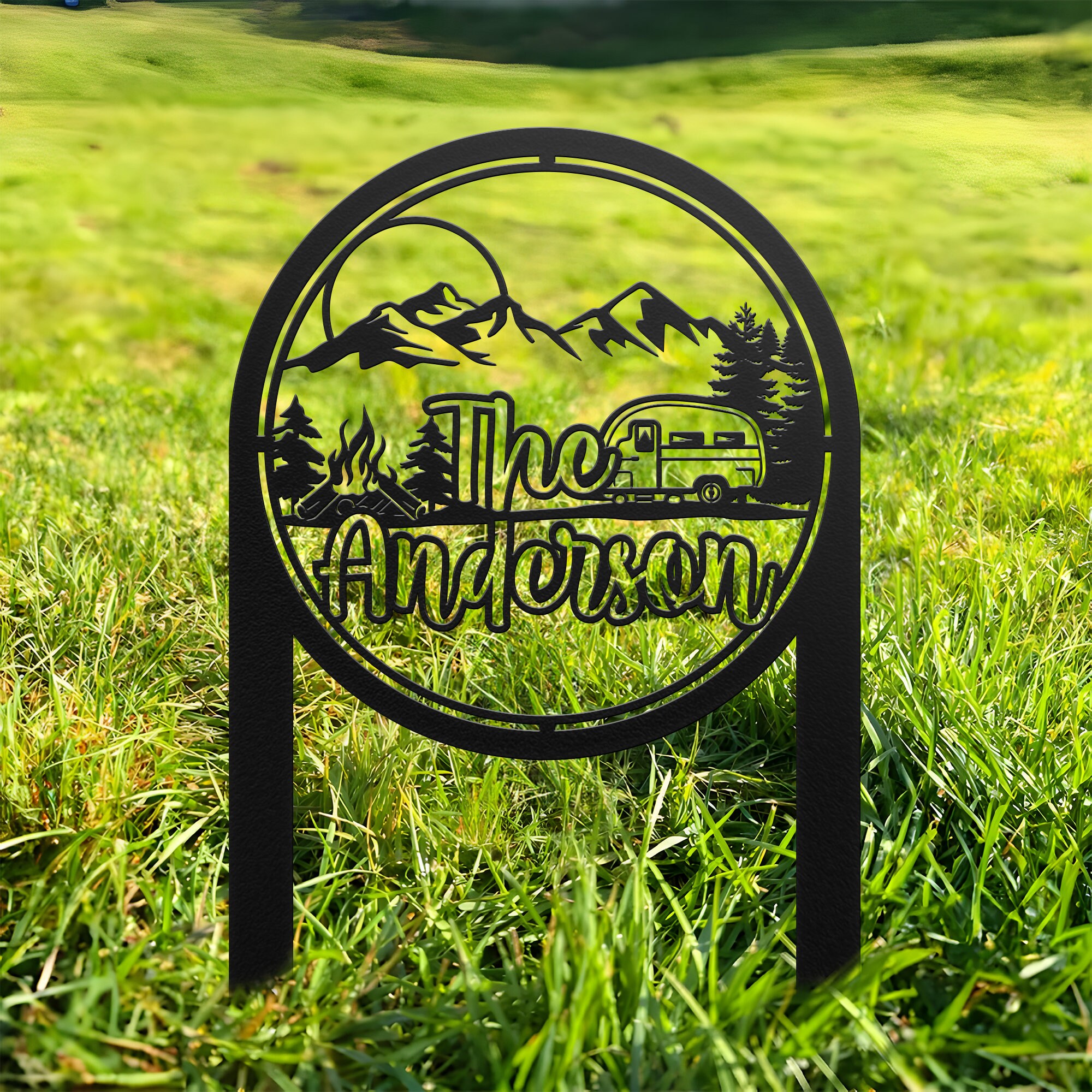 Custom Metal Campsite Sign, Personalized Family Name Sign, RV Sign for Campsite, Happy Campers ...