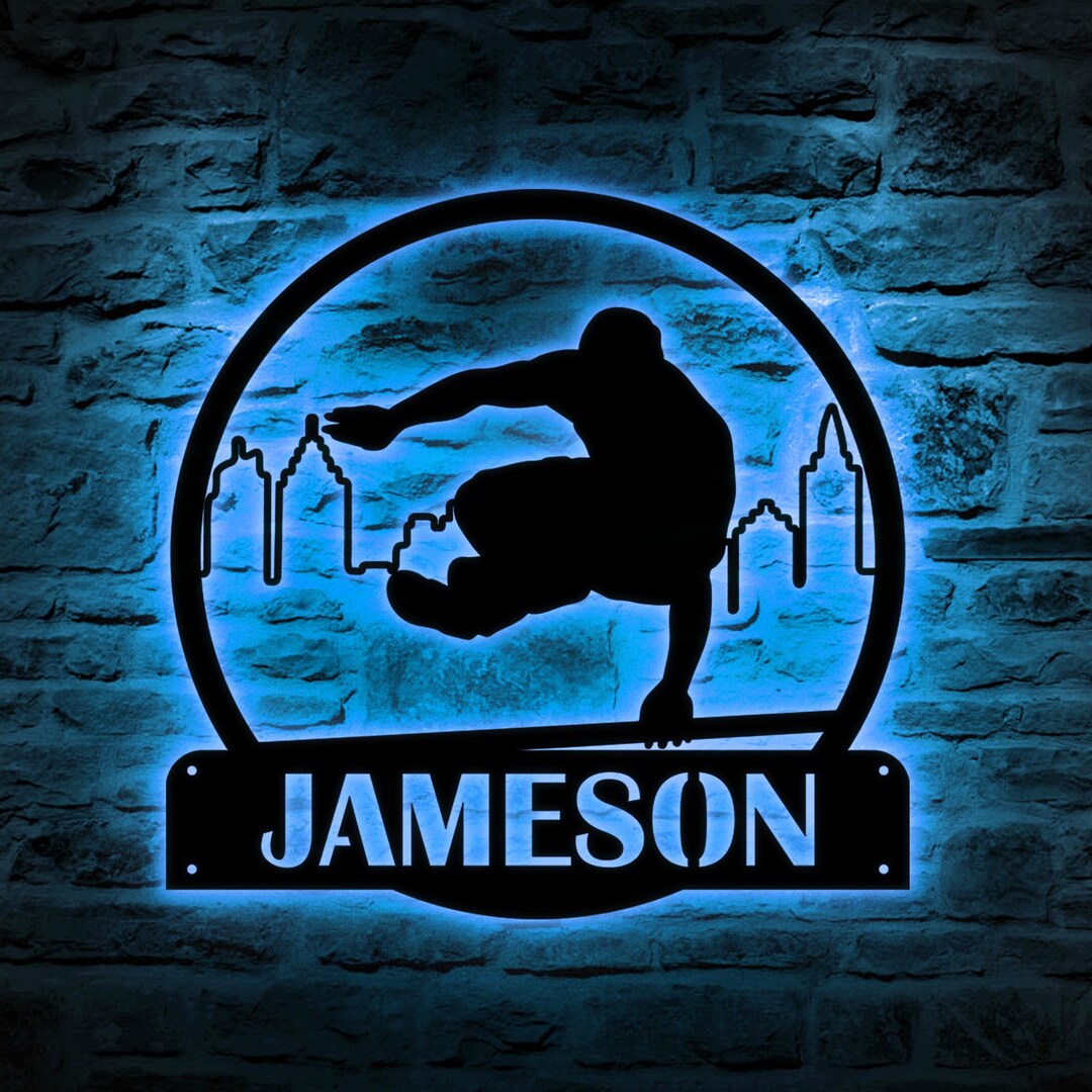 Custom Metal Parkour Sign With Led Light, Parkour Gift Parkour Wall Art ...