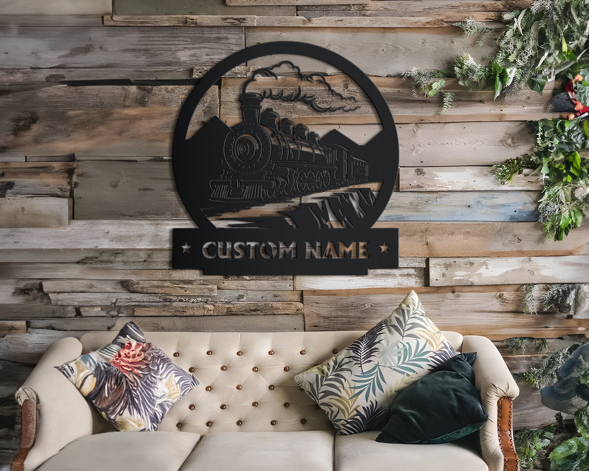 Custom Train Metal Wall LED Lights, Railroad Wall Decor, Railroad Sign ...