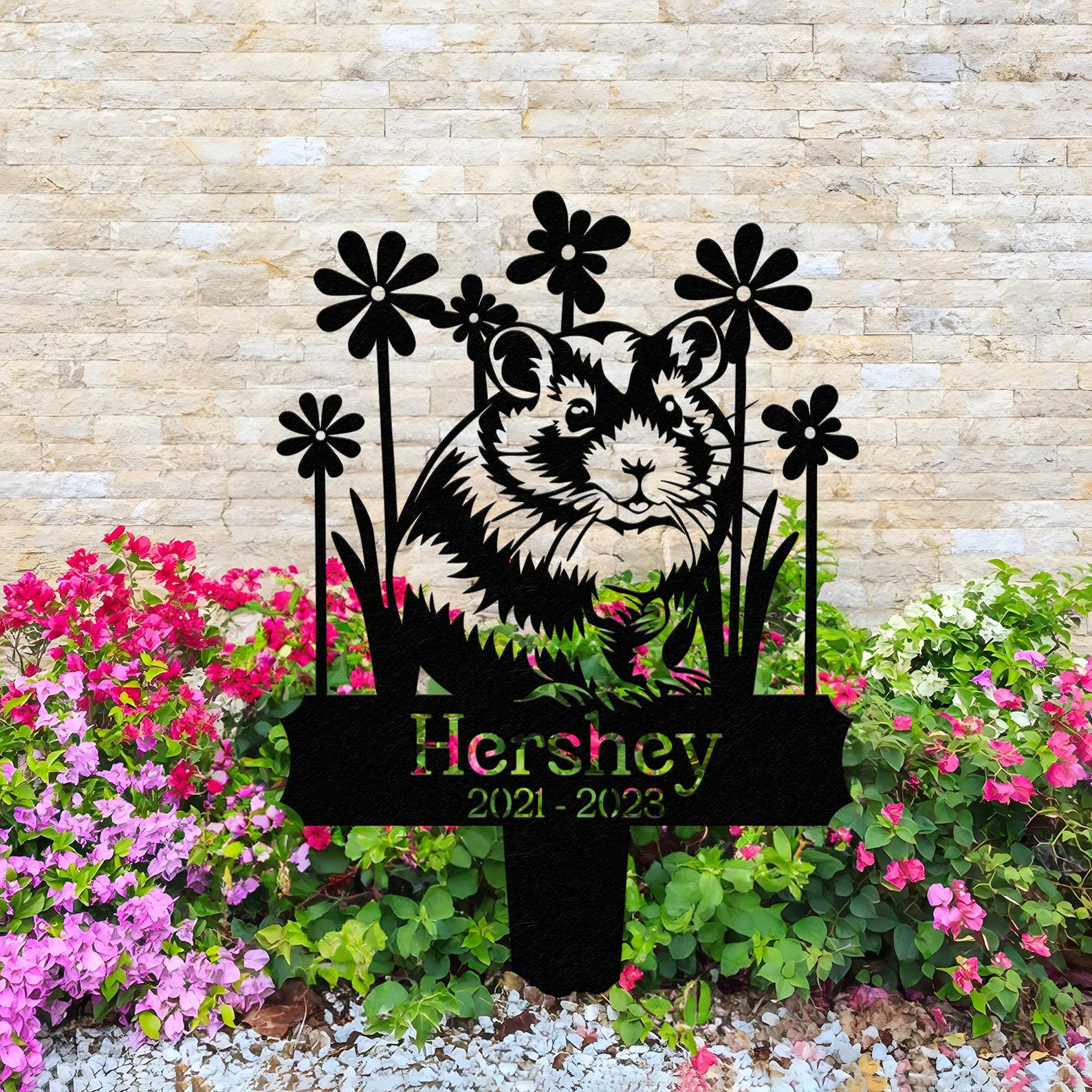 Personalized Hamster Memorial Stake, Hamster Grave Marker With Flowers ...