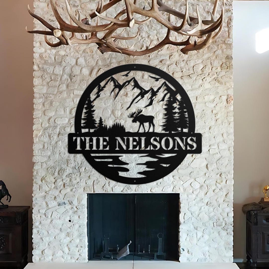 Personalized Metal Moose Sign LED Lights, Custom Moose Wall Art With ...
