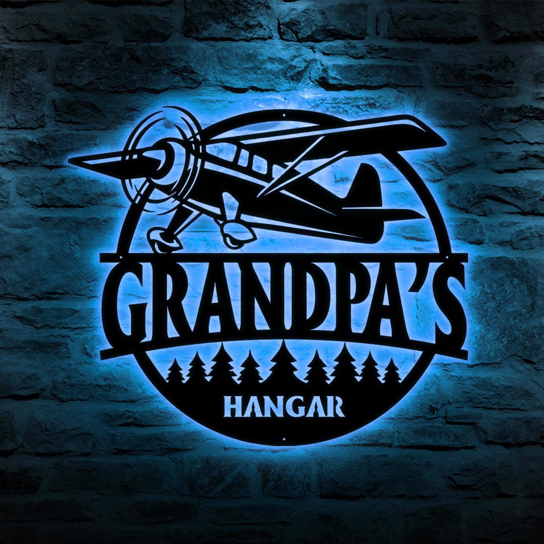 Airplane Hangar Metal Sign, Personalized Pilot Sign, Custom Aviation ...