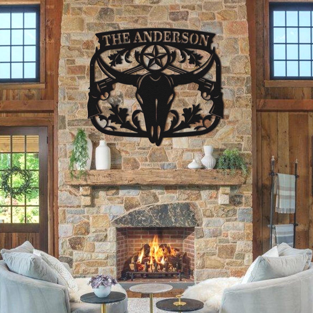 Texas Longhorn Monogram Metal Sign – Custom Cowboy Skull Wall Art With ...