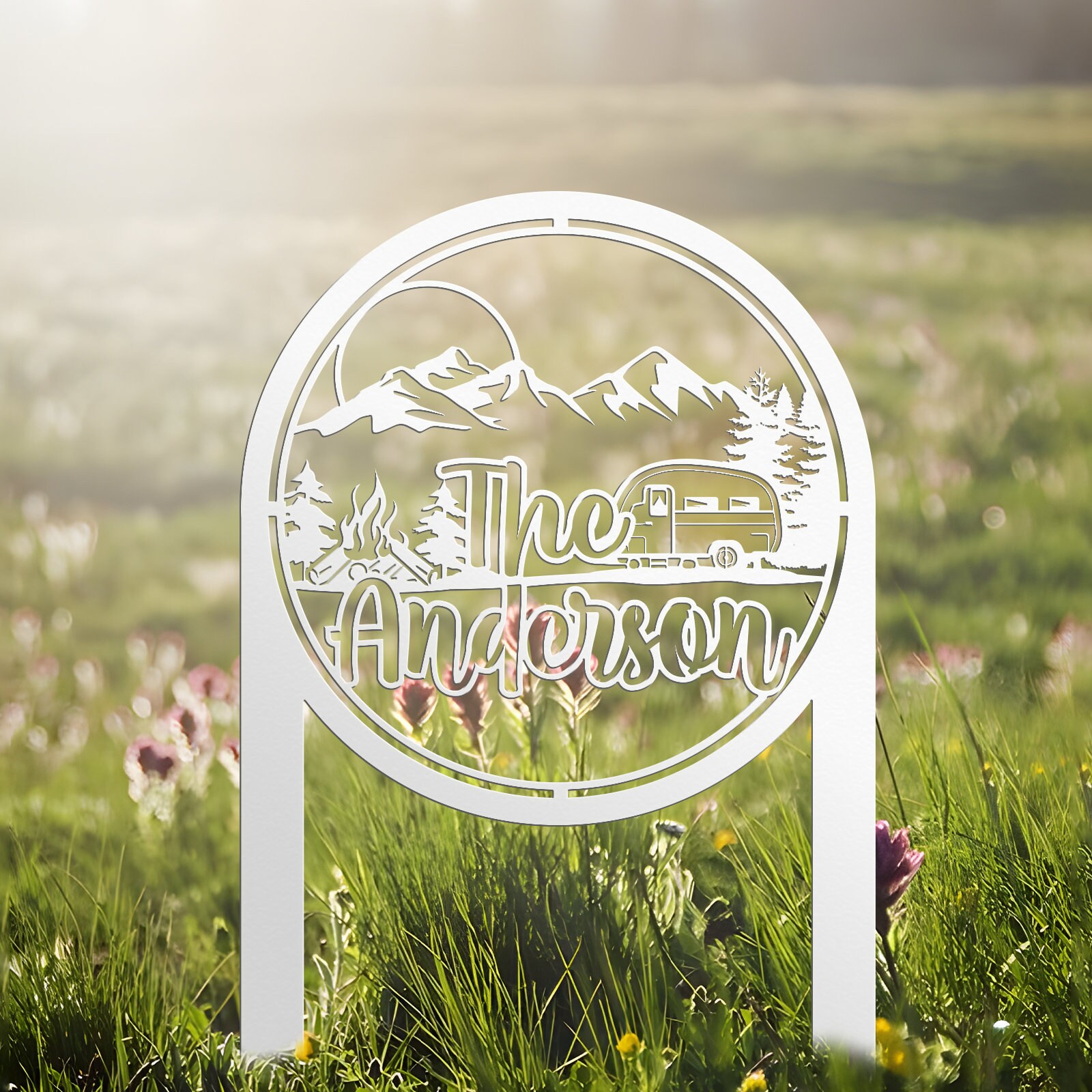 Custom Metal Campsite Sign, Personalized Family Name Sign, RV Sign for ...