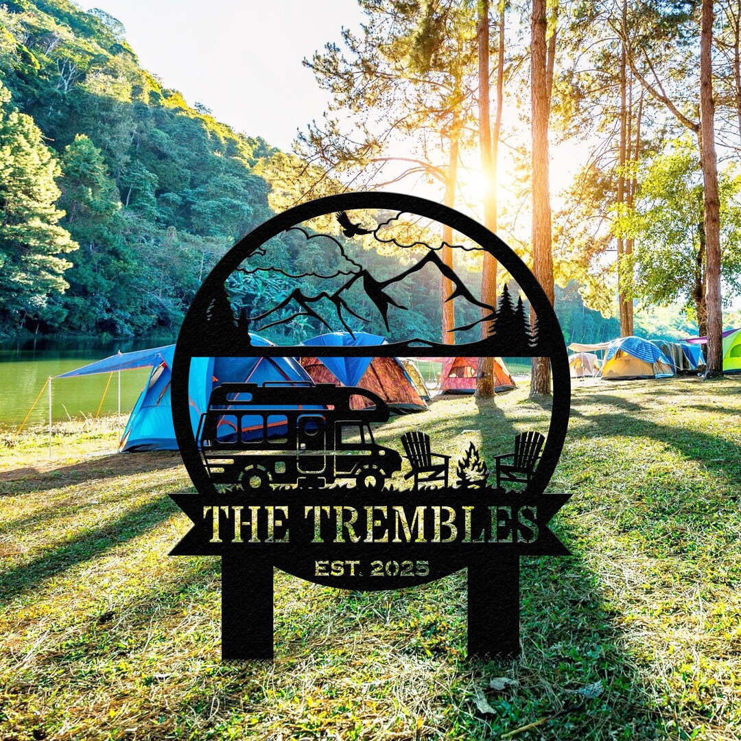 Personalized Your Own Camping Sign, Metal Campsite Stake, Camper Decor ...