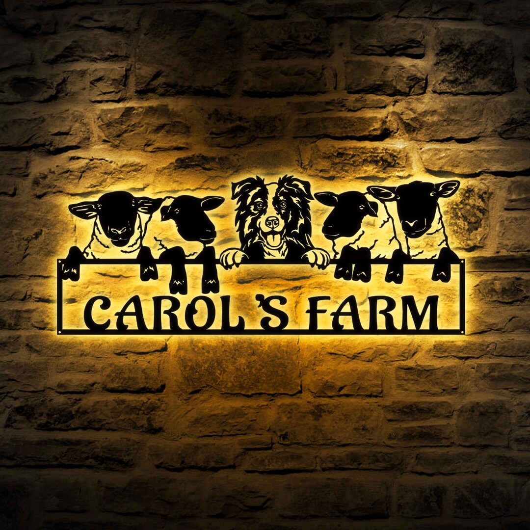 Sheep Farm Metal Sign Led Lights, Custom Metal Sheep Sign, Personalized ...
