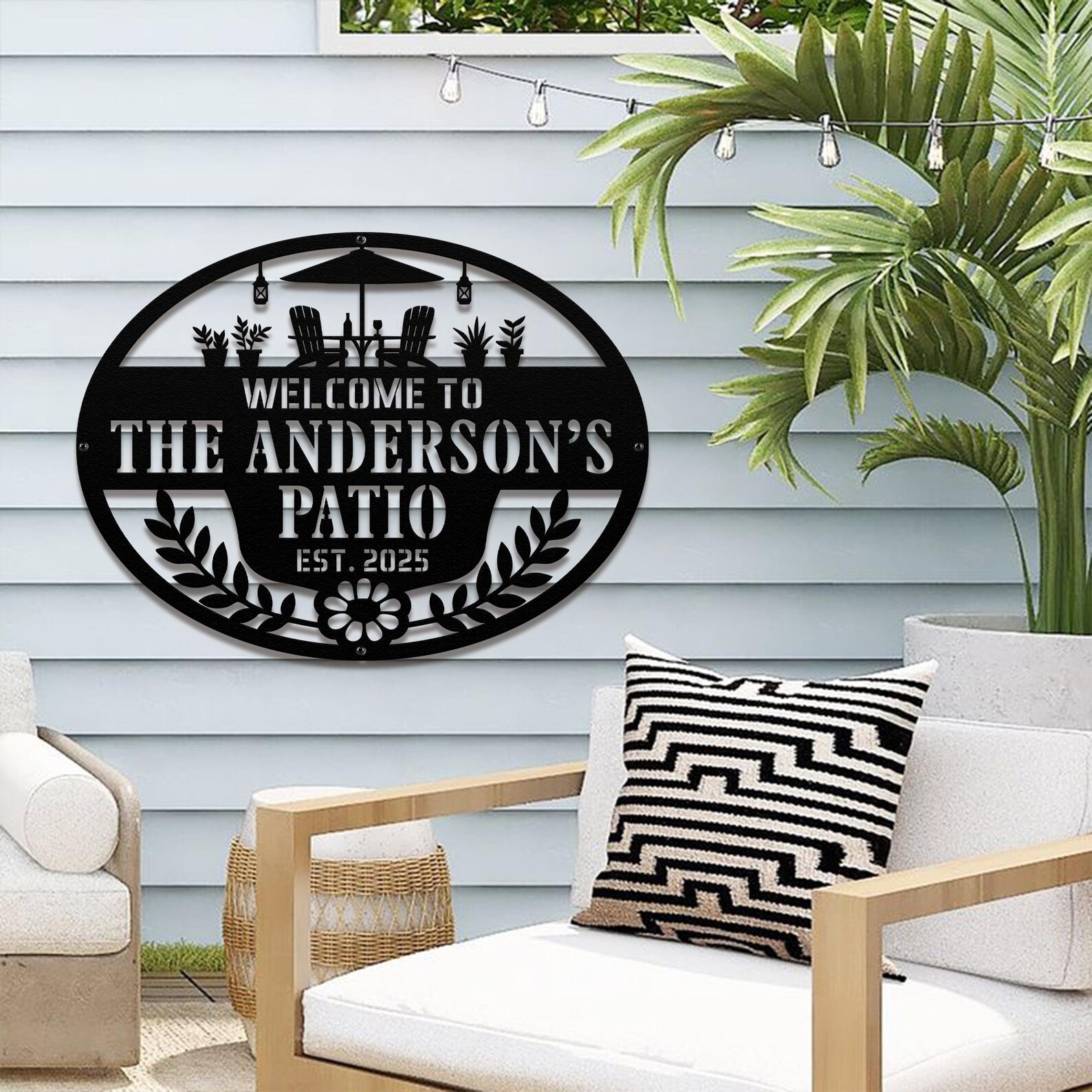 Personalized Metal Patio Sign, Custom Metal Backyard Sign, Outdoor ...