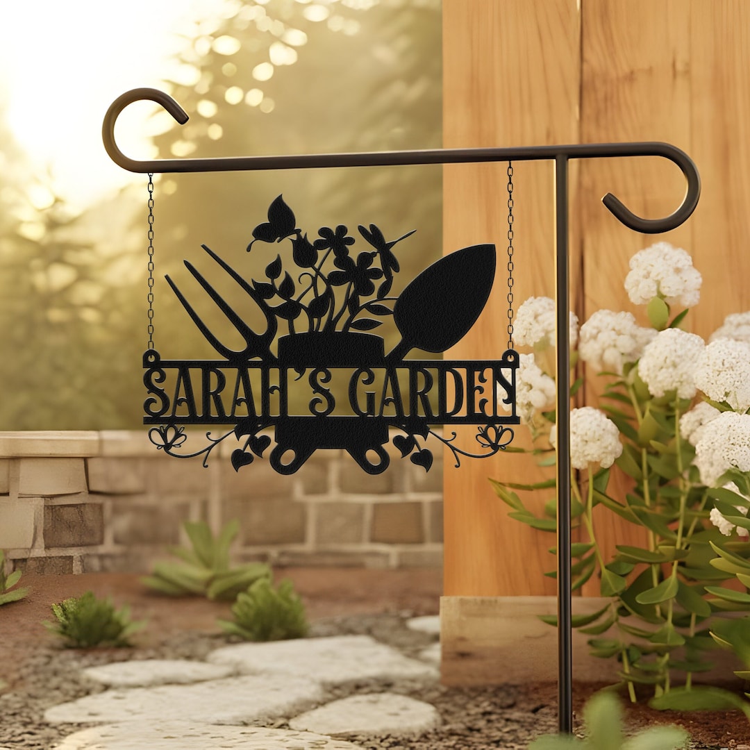 Personalized Hanging Garden Sign, Custom Garden Name Sign, Flower ...