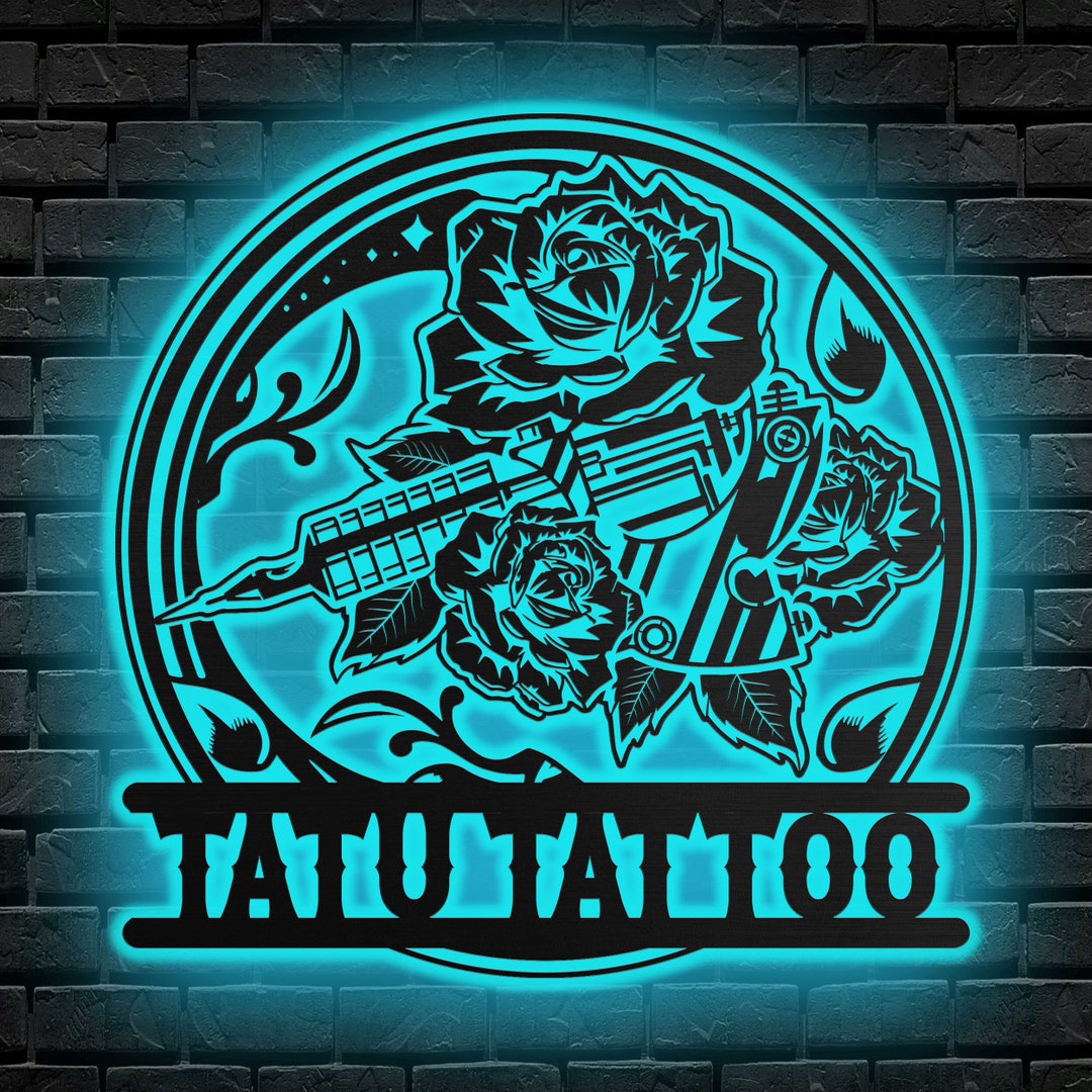 Personalized Tattoo Machine Metal Sign With LED Light, Tattoo Artist ...