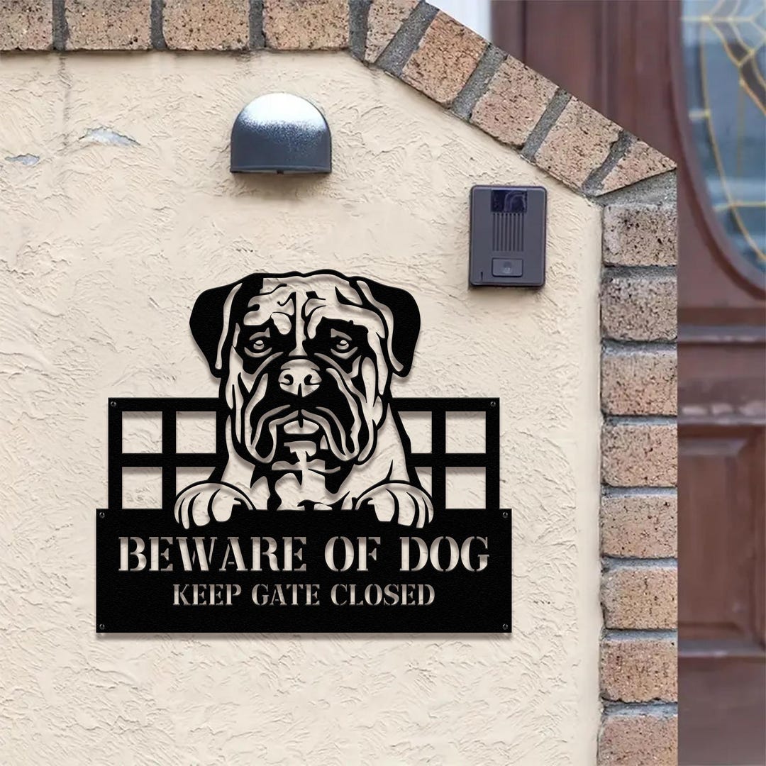 Beware of Dog Metal Sign – Rustic Outdoor Dog Warning Sign, Keep Gate ...